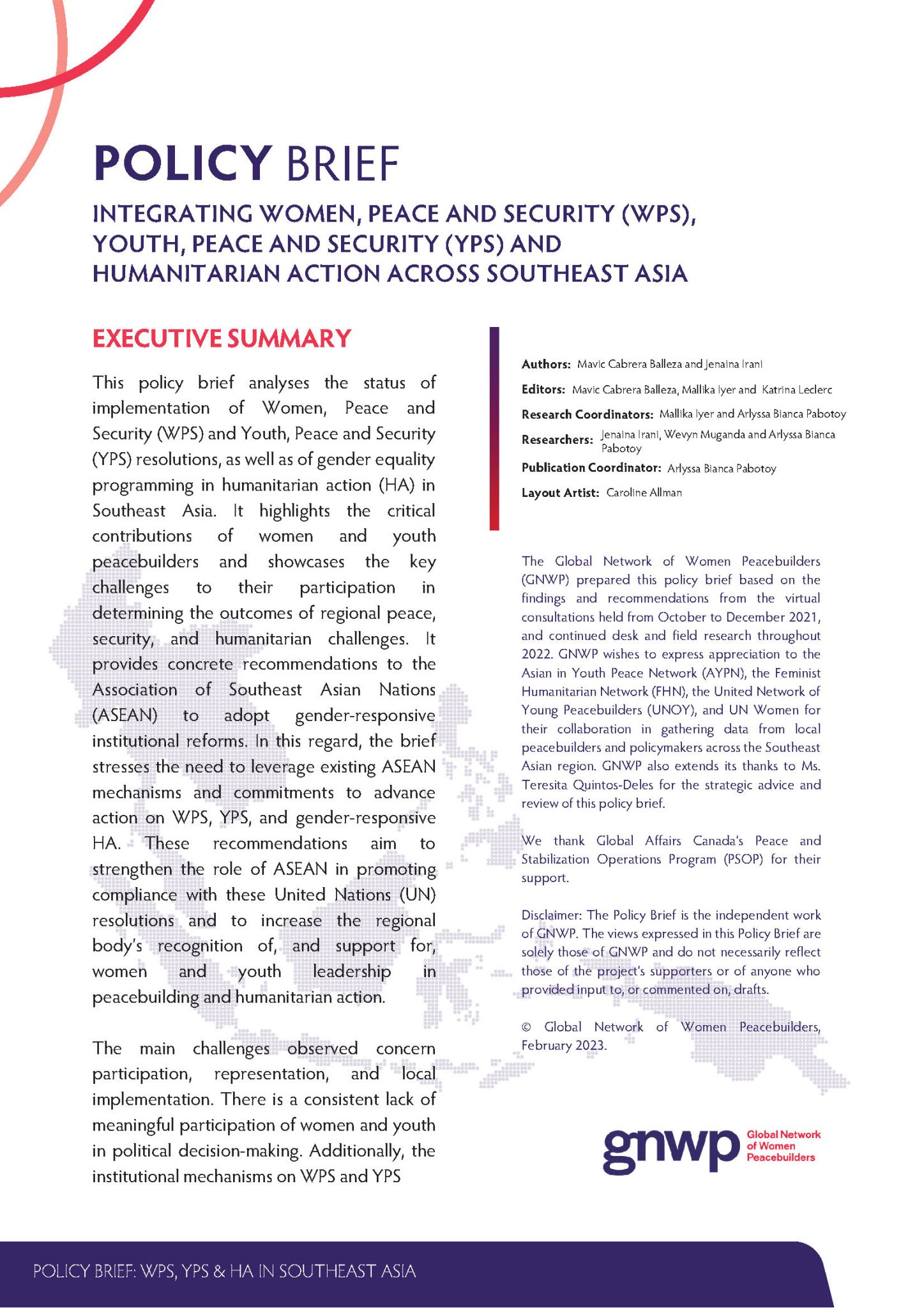 Integrating Women, Peace and Security (WPS), Youth, Peace and Security ...