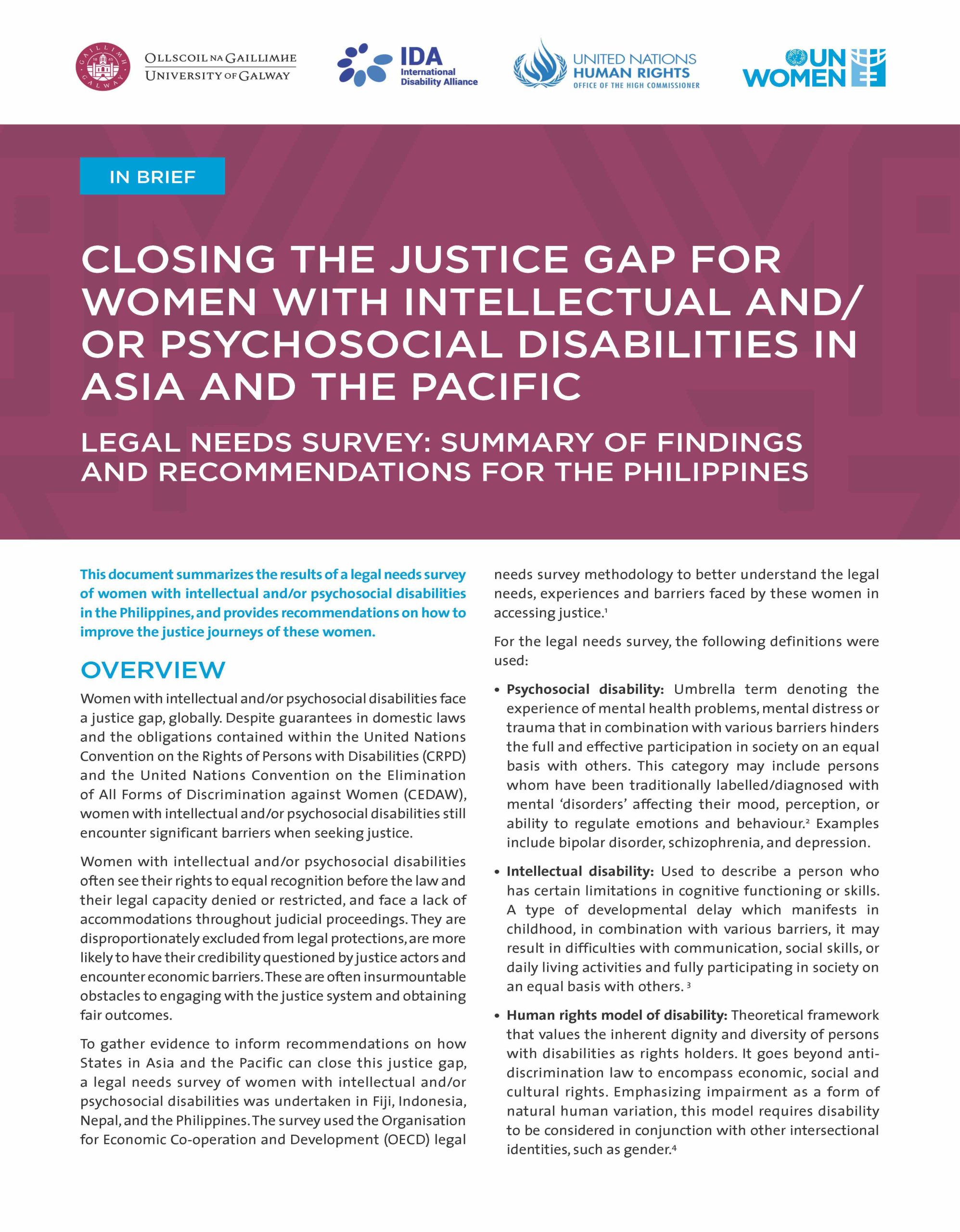 Philippines Brief - Closing the Justice Gap for Women with Intellectual ...